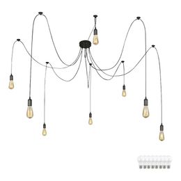 etc-shop Decken Hänge Leuchte Kabel 1,5 - 3,5m Schwarz Strahler Pendel Lampe im Set inkl. led Leuchtmittel