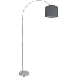 etc-shop - Bogenstehlampe Stoffschirm Stehlampe gebogen Wohnzimmer Bogenlampe grau, App Steuerung dimmbar höhenverstellbar, 1x Smart rgb led 15W