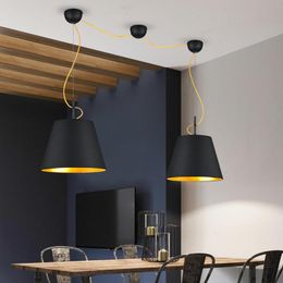 etc-shop Pendel Decken Leuchte schwarz-gold Design Hänge Lampe Schlaf Ess Zimmer Beleuchtung