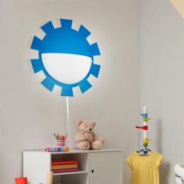 etc-shop Kinderzimmerleuchte Spielzimmerlampe Wandleuchte Wandlampe Kinderleuchte, Stahl Glas weiß blau, 1x led 4W 3000K, DxH 35x8cm