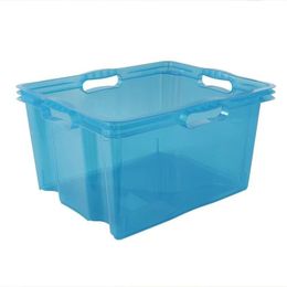 keeeper - Speicherbox mit integrierten Griffen, Größe: xl, 43 x 35 x 23 cm, 24 l, transparent blau