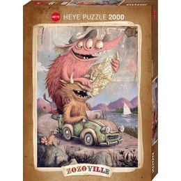 Heye Puzzle Zozoville, Road Trippin, 2000 Puzzleteile, Made in Germany, bunt