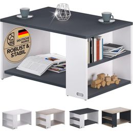 Casaria Couchtisch mit Ablage 2 Fächer Stauraum 90x59x48cm Kratzfest Holz 50kg Belastbarkeit Groß Wohnzimmer Büro Sofa Couch Tisch Beistelltisch weiß schwarz