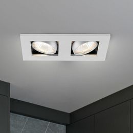 etc-shop Einbaulampe Deckenleuchte Deckenlampe Flurleuchte Wohnzimmerlampe Einbauleuchte, Spots beweglich 2 Flammig, Metall weiß, GU10 Fassungen, LxB 18,5x10cm