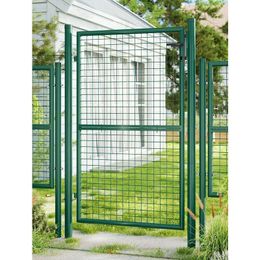 Songmics Gartentor, Gartentür, verzinkter Stahl, abschließbar, 106 x 150 cm (Gitterplatte ohne seitliche Pfosten), grün GGD200G - Grün