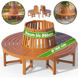 Casaria - Gartenbank Wetterfest Holz FSC®-zertifiziert 320kg Belastbarkeit Rückenlehne 360° Rundbank Garten Bank Sitzbank Eukalyptus 160x60cm Braun