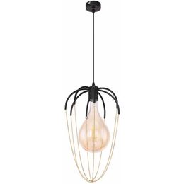 etc-shop - Pendelleuchte Vintage schwarz Pendellampe Gold Hängelampe Wohnzimmerlampe Deckenleuchte mit Gitterschirm, Metall,1x E27, DxH 30x120 cm