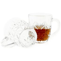 Lavin 6er-Gläser Set mit Henkel Teeglas Kaffeeglas Transparent mit Design - Almina