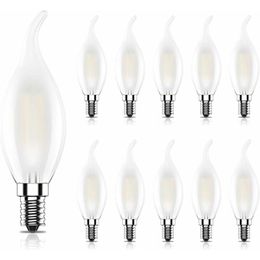 10er-Pack LED-Birnen E14 Filament Vintage Edison, 4 w entspricht 40 w, Warmweiß 2700 k, 400 lm, Cri 80, ac 220 V-240 v, Milchglas - Minkurow