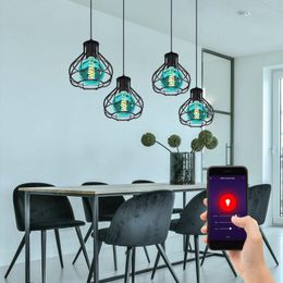 etc-shop Smart LED RGB Käfig Hänge Leuchte DIMMBAR Balken Pendel Strahler Sprach App steuerbar über Handy