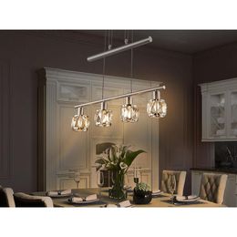 meineWunschleuchte LED Balkenpendelleuchte mit Glaskristallen Silber, höhenverstellbar B.60cm