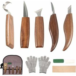 10-teiliges Holzschnitzwerkzeug-Set aus Kohlenstoffstahl mit Hakenmesser, professionelles Schnitzmesser, Holzgravurwerkzeuge für die Holzbearbeitung