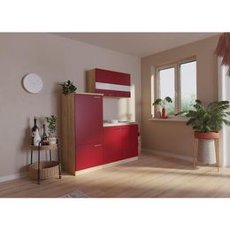 Küche Miniküche Single Eiche Rot Kühlschrank Luis 160 cm respekta