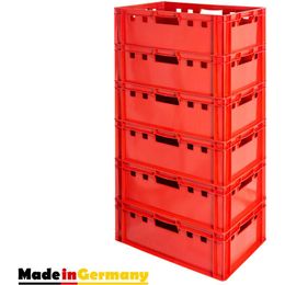 Kingpower - 6 Stück E2 Fleischkisten Rot Kisten Eurobox Lebensmittelecht Metzgerkiste Box Aufbewahrungsbox Kunststoff Wanne Plastik Stapelbar