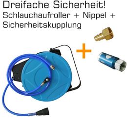 Ewo-Schlauchaufroller-Set E48320 + 411.422 + 243.56 - Blau