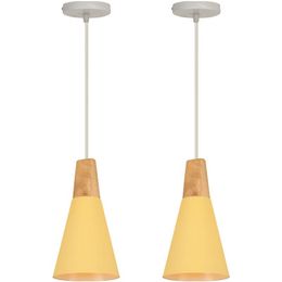 Innenbereich Pendelleuchte Nordic Hängeleuchte Metall Holz Kronleuchter Lampenschirm für Innenleuchten Café Küche 2 Stücke