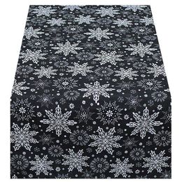 HOSSNER - HOMECOLLECTION Tischläufer Silberstern, Weihnachtsdeko, Winterzeit (1-tlg), mit weihnachtlichem Motiv, schwarz|silberfarben