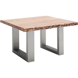 MCA furniture Couchtisch Cartagena, Couchtisch Massivholz mit Baumkante und natürlichen Rissen und Löchern, beige
