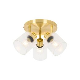 Qazqa - Deckenstrahler Gold mit Glas 3-flammig verstellbar rund - Laura - Gold