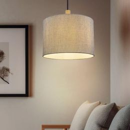 Globo Hängelampe Pendelleuchte Wohnzimmerlampe Esszimmerleuchte, Metall Textil Holz grau, E27, D 40 cm