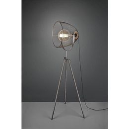 Trio Leuchten - Höhenverstellbare led Tripod Stehlampe mit großem Metallgeflecht Lampenschirm