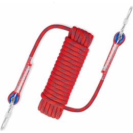 Outdoor-Kletter-Sicherheitsseil, Reißfestes Bergsteiger-Rettungsseil, 12 mm Durchmesser Seil zum Wandern (Rot 10m) - (Rot 10m) - Rhafayre