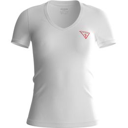Guess T-Shirt, Logo, V-Ausschnitt, für Damen, weiß, XS