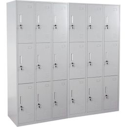 HHG - Schließfach Preston T829, Schließfachschrank Wertfachschrank Spind, Metall 9 Fächer, grau - grey