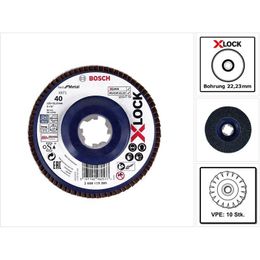 Bosch - 10x Fächerschleifscheibe X571 x-lock Best for Metal 125x22,23mm K40 ( 10x 2608619209 ) gerade Ausführung