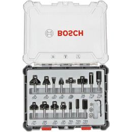 Bosch - Fräser Set Mixed 15 teilig 6 mm Schaft für Oberfräsen 2607017471