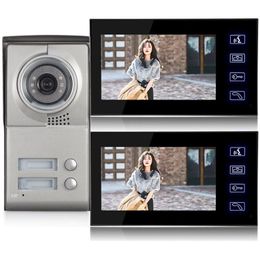 Visuelle 7-Zoll-Farb-LCD-Türklingel für zwei Häuser, Eins-zu-eins-Video, Talk-to-Talk, Schloss offen