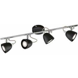 etc-shop Deckenstrahler schwenkbar led Deckenleuchte Spots schwarz Deckenlampe GU10 4-flammig, chrom, 4x 4W 320Lm warmweiß, LxBxH 65x10x16 cm