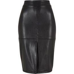Urban Classics Ladies Synthetic Leather Pencil Skirt Mittellanger Rock schwarz in S