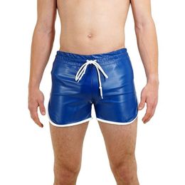 BOCKLE Lederhose Bockle® Quick Pants Faux BLUE Sexy blaue Kunstlederhose kurz CSD Gay Leder Shorts