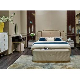 JVmoebel Bett, Hotelbett Luxus Design Betten Polster Metall Leder Schlafzimmer