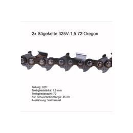 Oregon Ersatzkette 2 Stück Oregon Sägekette 325 1.5 mm 72 TG VM Ersatzkette