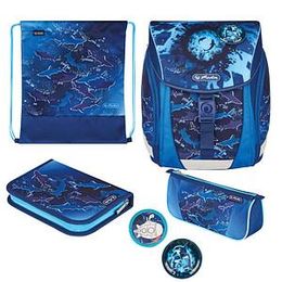 Herlitz Schulranzen-Set FiloLight Plus Deep Sea Kunstfaser blau