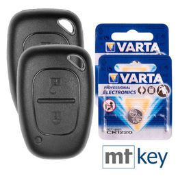 mt-key 2X Auto Schlüssel Ersatz Gehäuse Set 2 Tasten + 2x VARTA CR1220 Knopfzelle