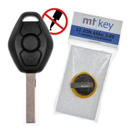 mt-key Auto Schlüssel Ersatz Gehäuse 3 Tasten + HU92 Rohling + LIR2025 Akku Knopfzelle