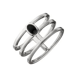 Schmuck Krone Silberring Ring 3-reihig breit mit ovalem Onyx