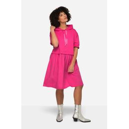 Angel of Style Jerseykleid Kleid oversized Materialmix Kapuze Halbarm