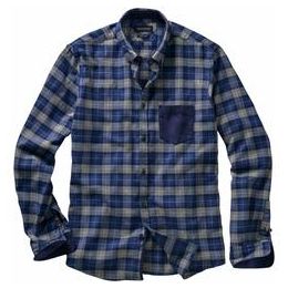 Mey & Edlich Mey & Edlich Herren Flanell-Hemd Regular Fit Button-down-Kragen Blau kariert