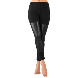 buttinette Leggings mit Kunstleder-Besatz, schwarz