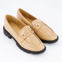 TK Maxx Hellbraune Loafer mit goldfarbener Schnalle