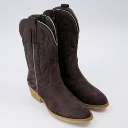 TK Maxx Anthrazitfarbene Cowboystiefel mit Blockabsatz