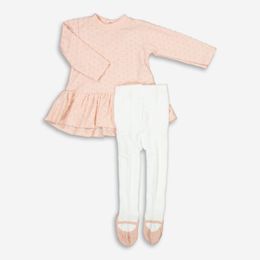 TK Maxx Zweiteiliges weiß-rosafarbenes Set aus Kleid & Strumpfhose