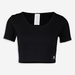 TK Maxx Schwarzes geripptes Crop-Oberteil