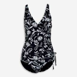 TK Maxx Schwarz-weißer Badeanzug mit floralem Muster
