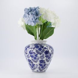 TK Maxx Weiße & blaue Vase mit künstlichen Blumen 43x22cm