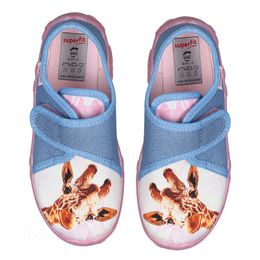 Superfit - Klett-Hausschuhe GIRAFFE in hellblau/pink, Gr.27